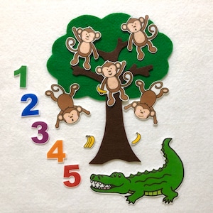 Five Little Monkeys Swinging in Tree Felt Stories Flannel Stories Set ...