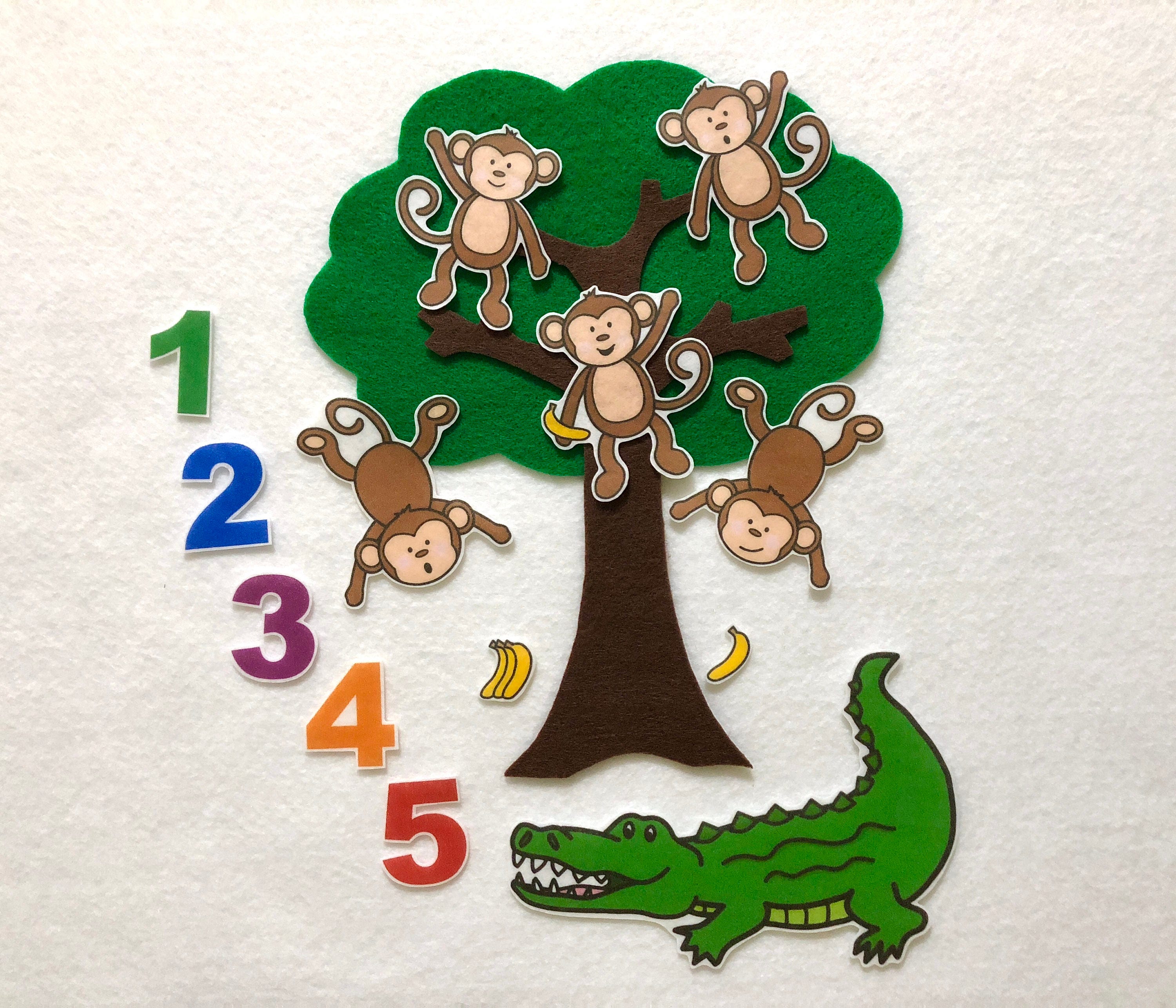 Five Little Monkeys Swinging in Tree Felt Stories Flannel - Etsy