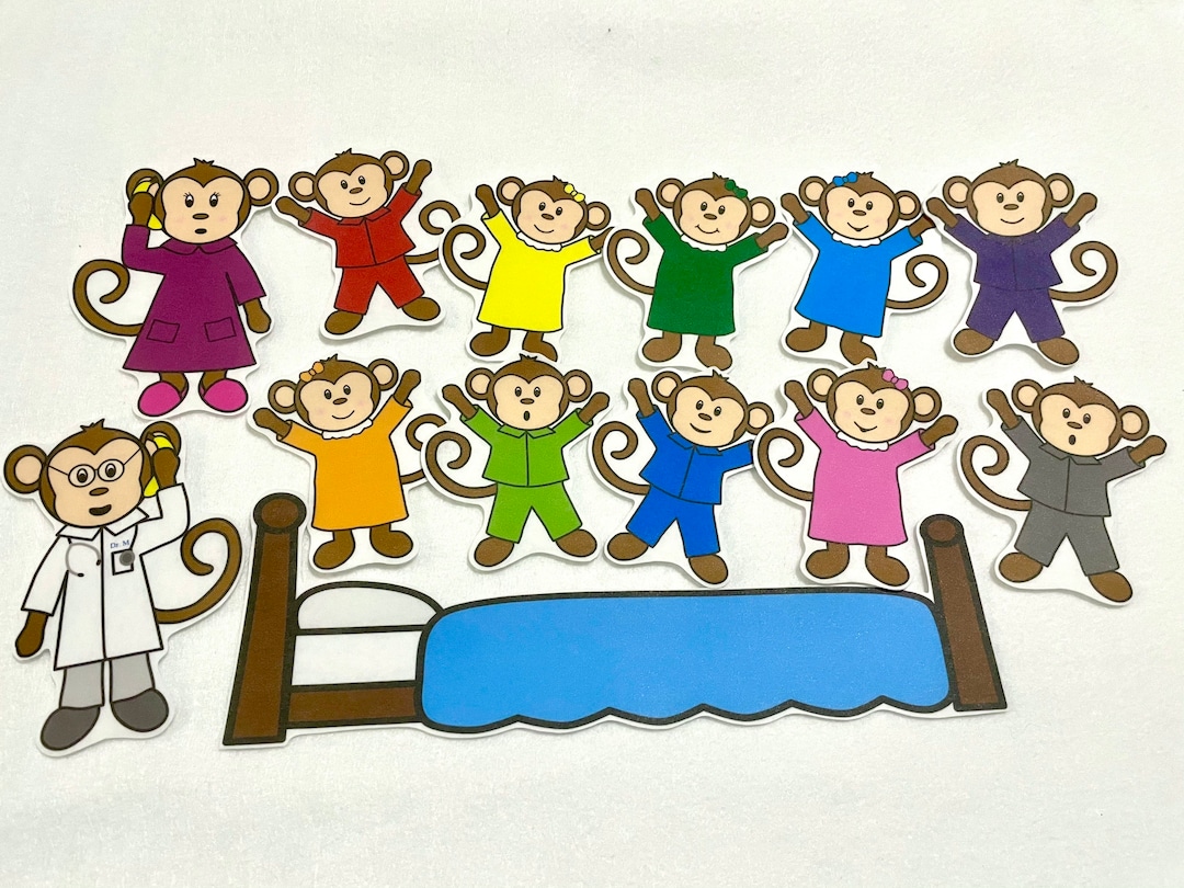 10 Little Monkeys Jumping on Bed Felt Stories - Speech Therapy Activity ...