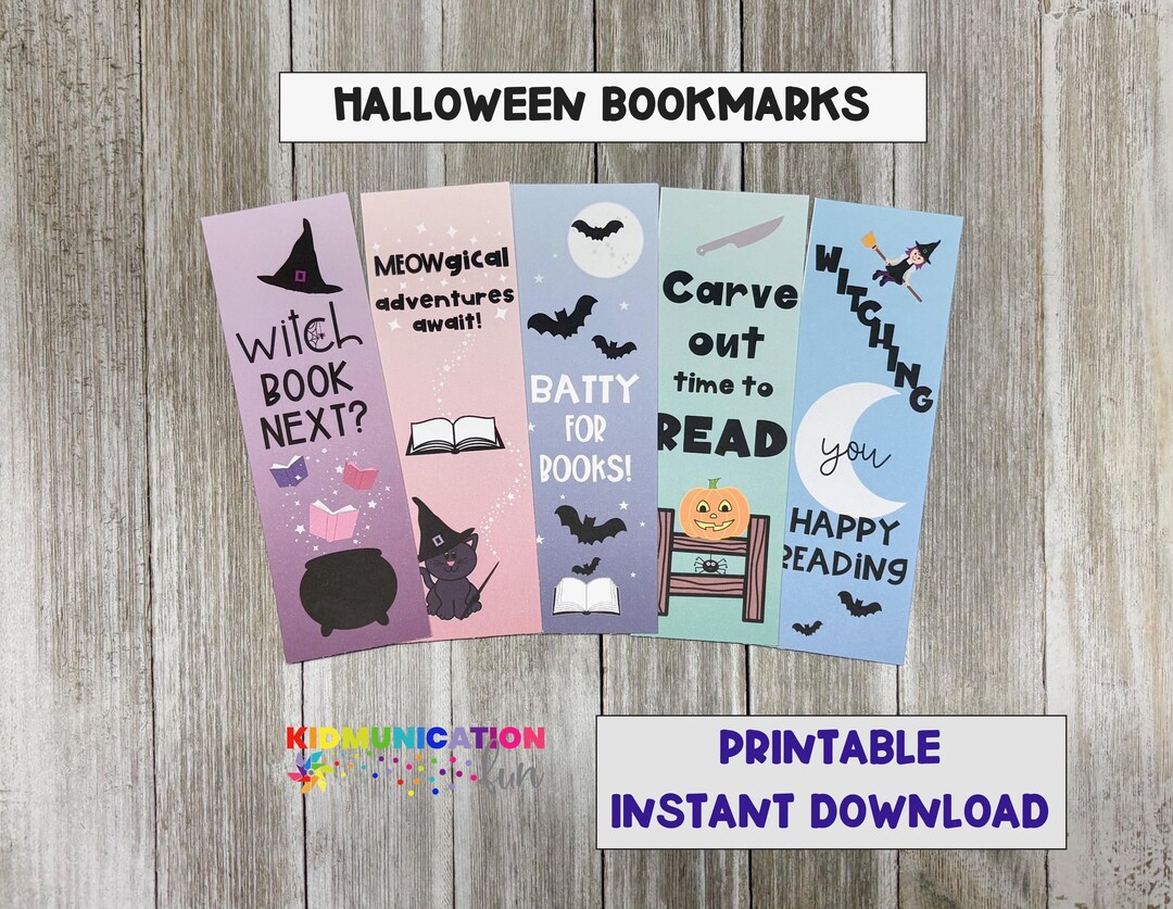 Halloween Bookmarks: Kids Reading Club Gifts (digital Download) - Etsy
