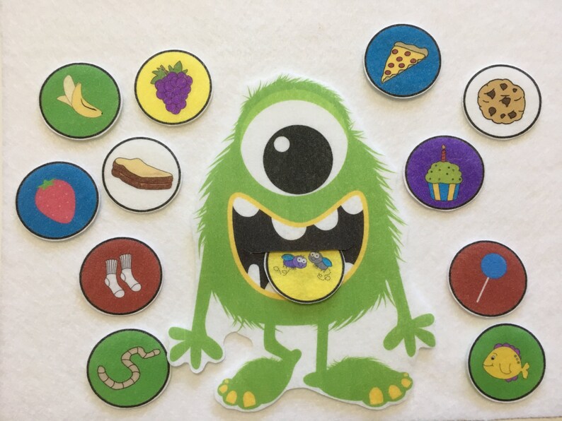 Feed the Monster Felt Board Story: Preschool Speech Therapy Activity - Etsy