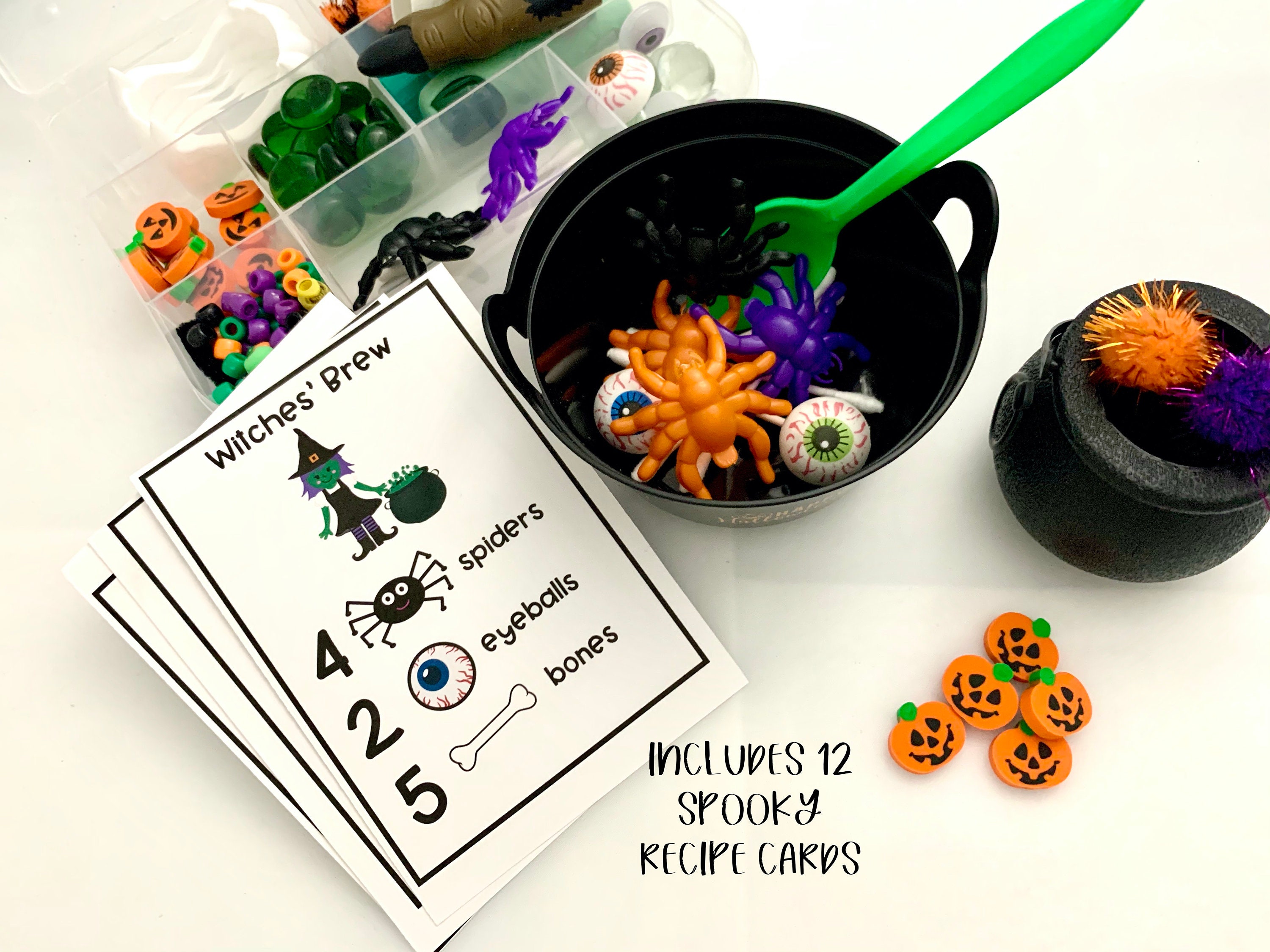 Halloween Witches Brew Sensory Kit: Recipe Cards, Cauldron, Charms - Etsy