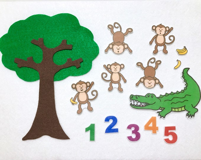 Felt Board Nursery Rhyme Set: 5 Little Monkeys Swinging in the - Etsy