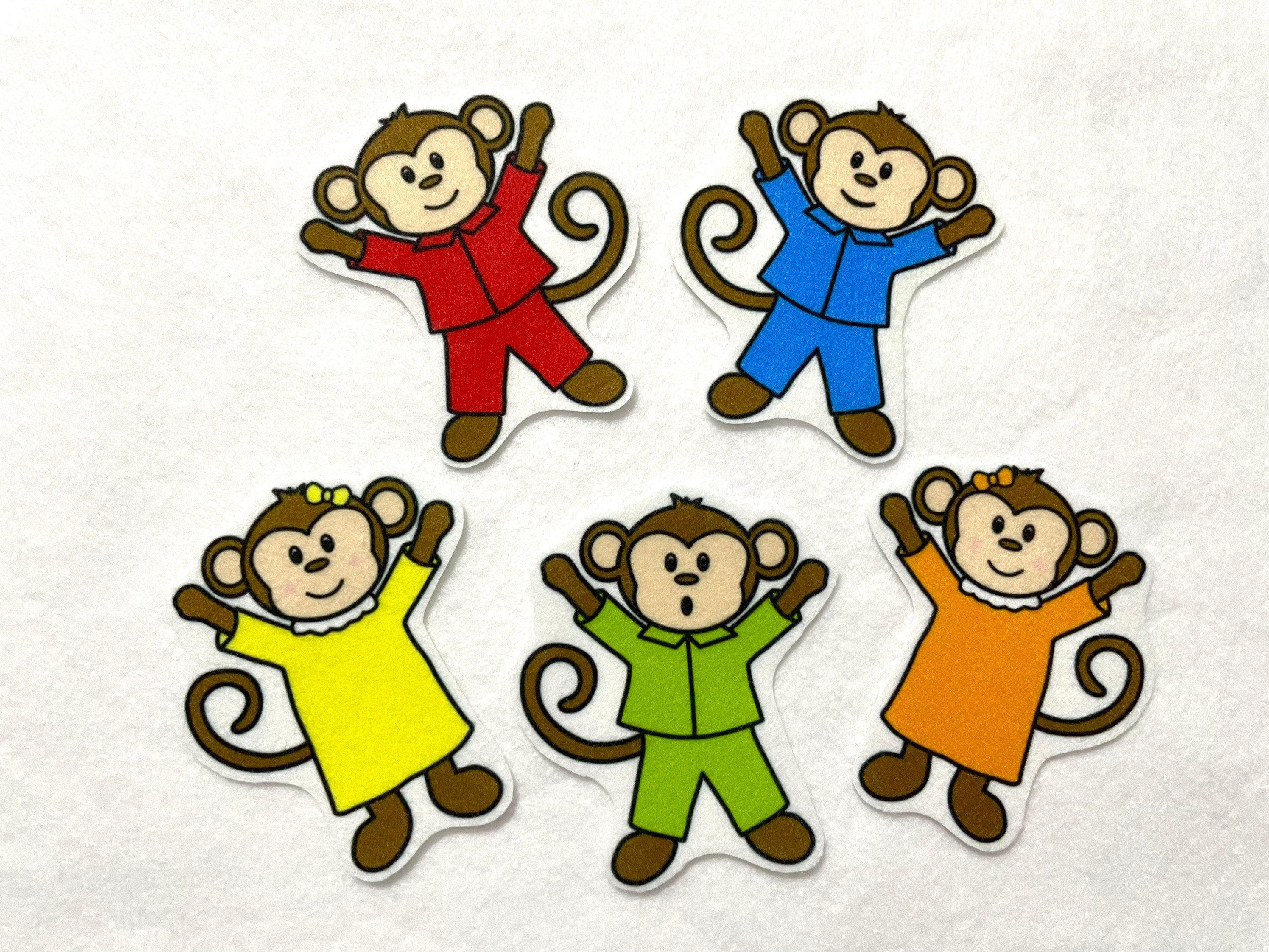 Five Little Monkeys Jumping on Bed Felt Stories Speech - Etsy Australia