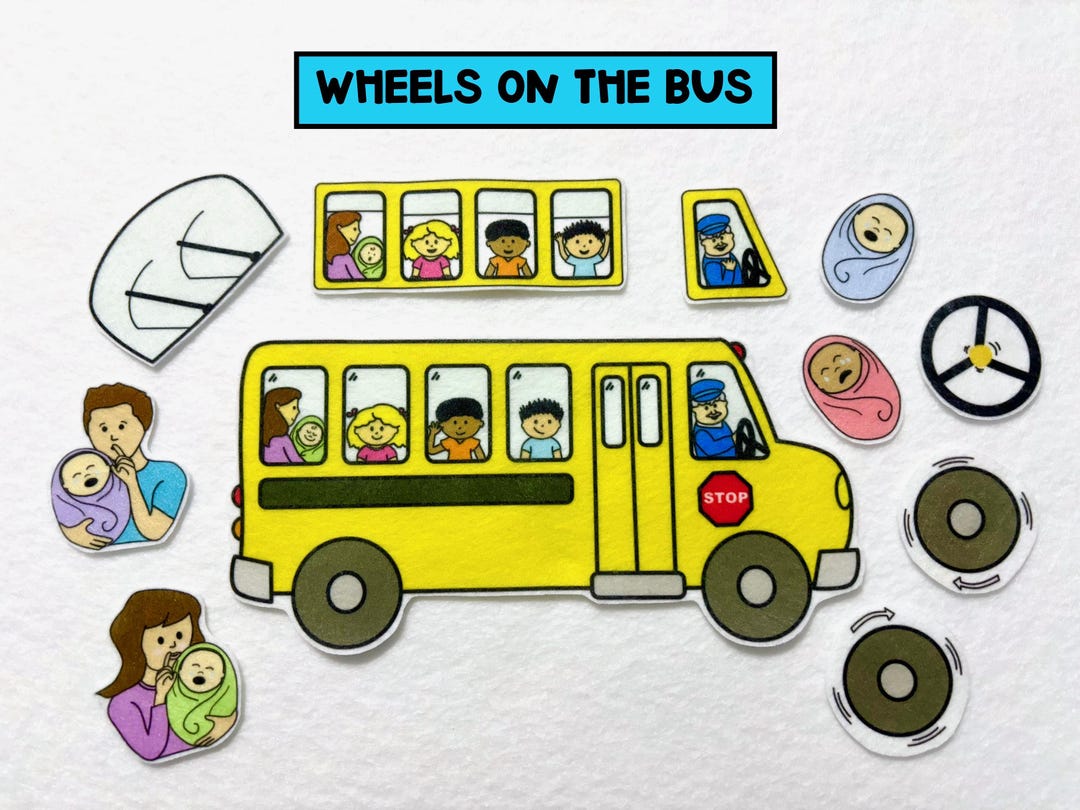 Wheels on the Bus Felt Story Set: Flannel Board, Circle Time Activity ...