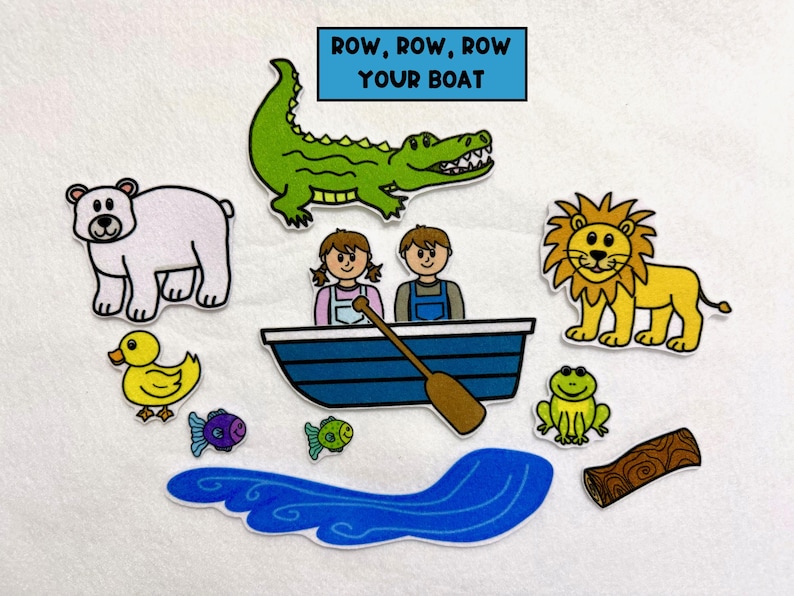 Row Row Row Your Boat Felt Story Set | Nursery Rhyme Felt Board Pieces ...