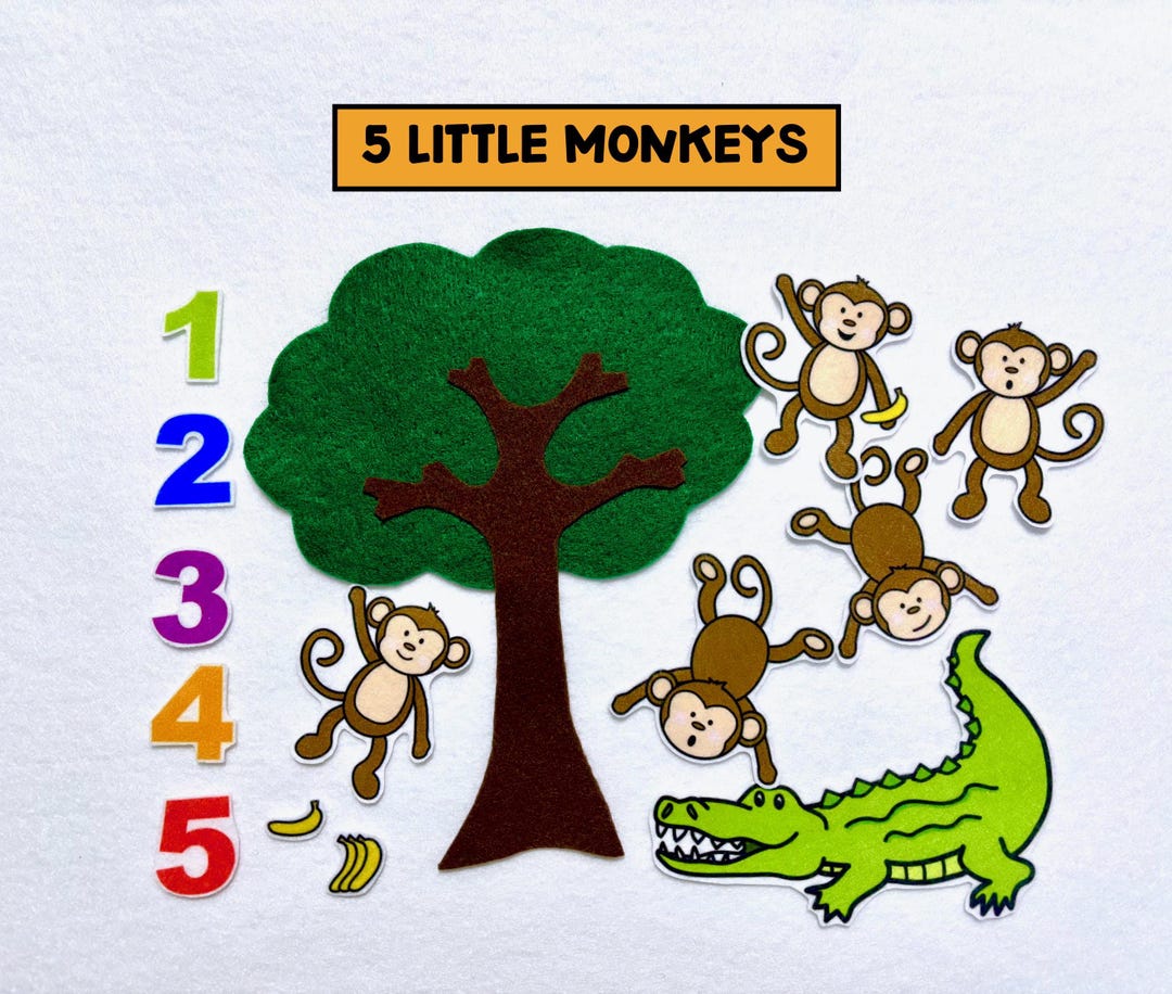 Five Little Monkeys Felt Board Story: Speech Therapy Flannel Set - Etsy
