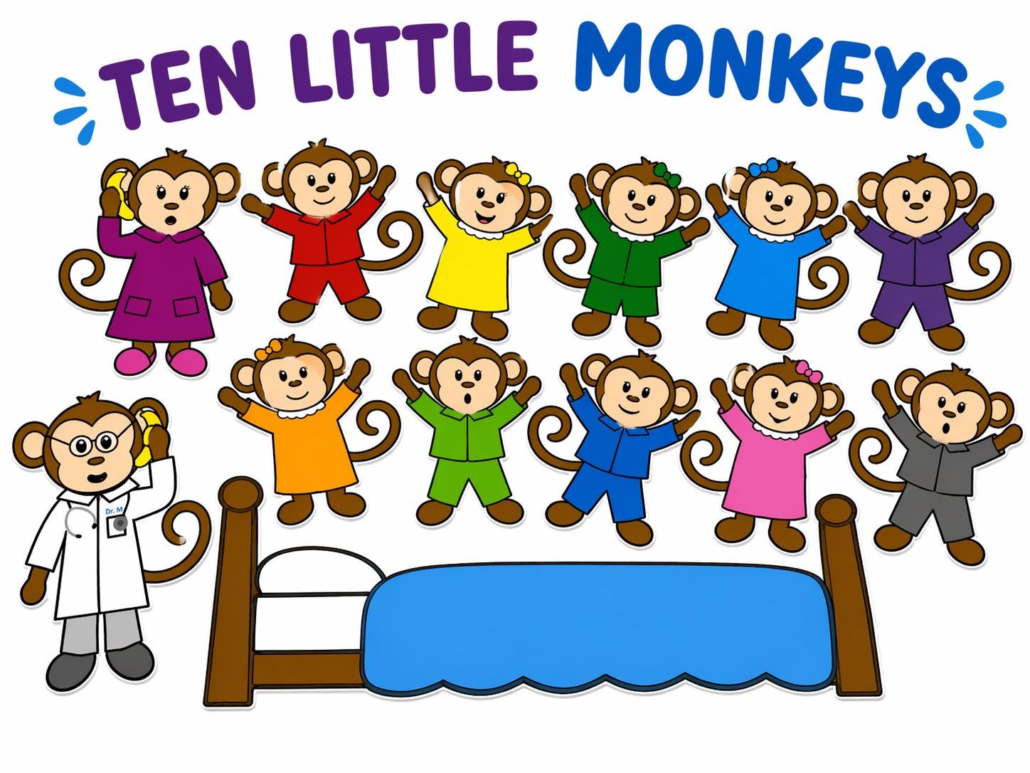 Ten Little Monkeys Felt Board Story: Speech Therapy, Sing Along Monkey ...