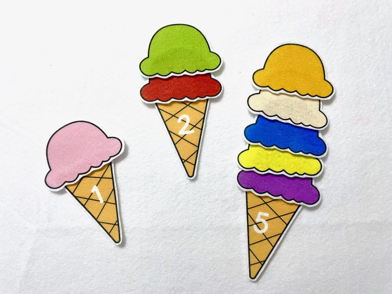 Ice Cream Felt Story: Montessori Counting Toy, Preschool Learning ...