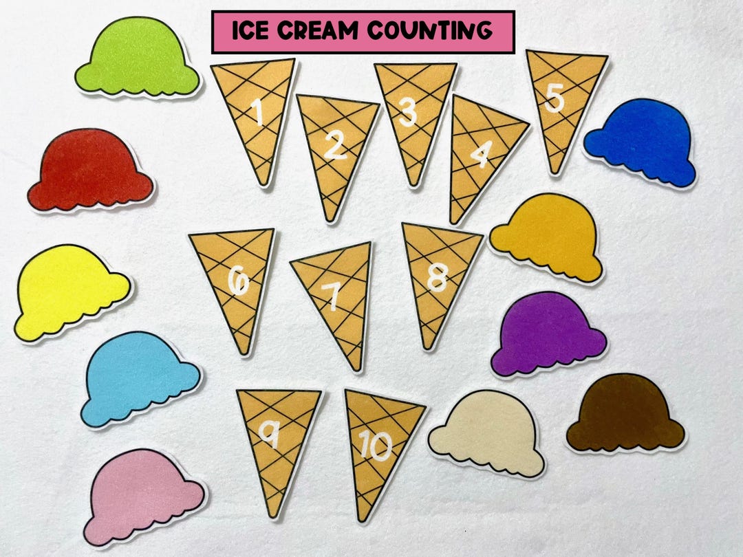 Ice Cream Felt Story: Counting, Preschool Learning, Counting 1-10, Ice ...