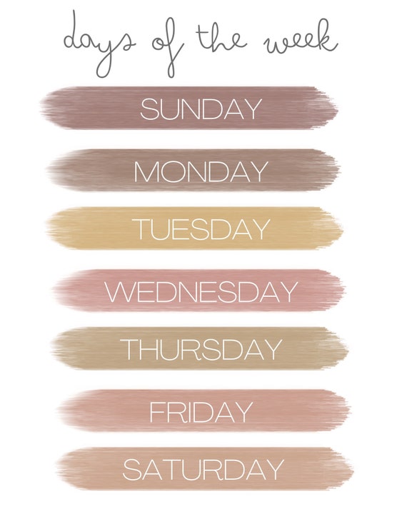Days of the Week Boho Digital Download - Etsy
