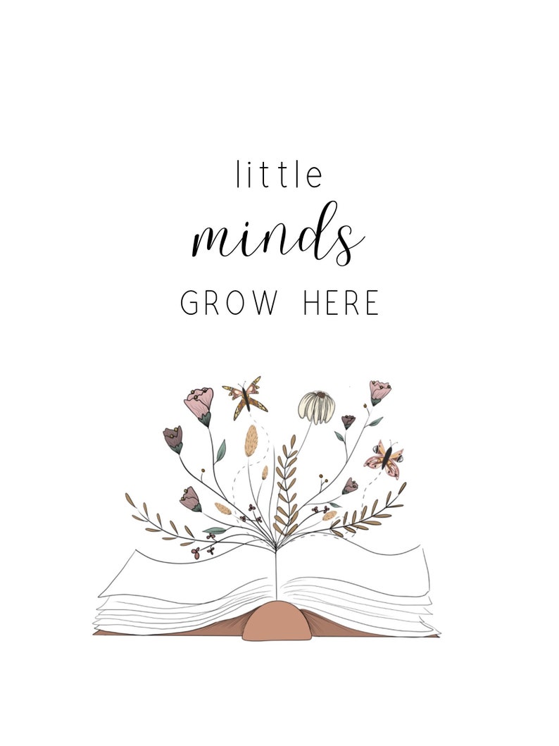 Little Minds Grow Here Digital Download; Floral Book Art - Etsy