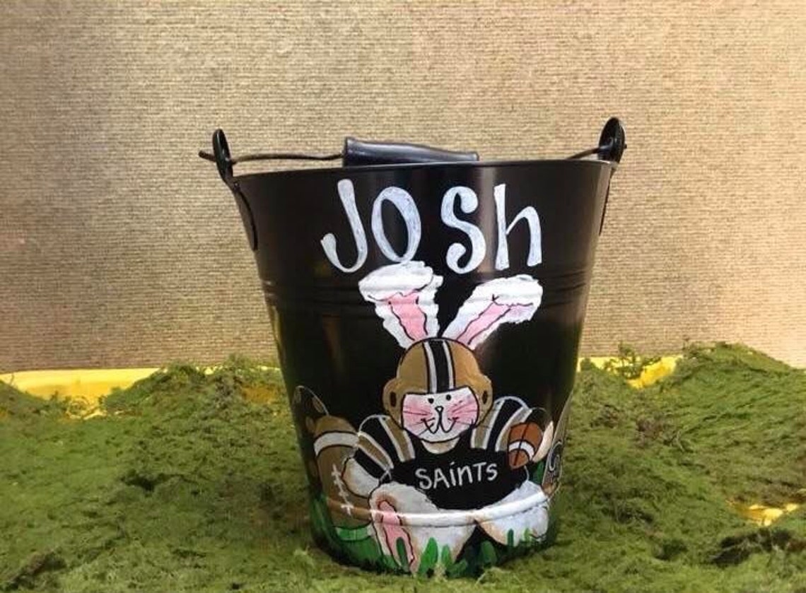 Personalized Hand Painted Football Easter Bucket Choose Your - Etsy