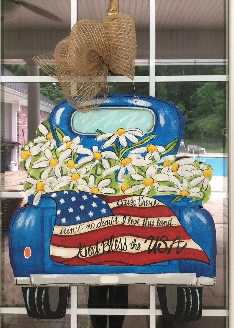 Spring Memorial Day Painted Door Hanger Summer 4th of July - Etsy