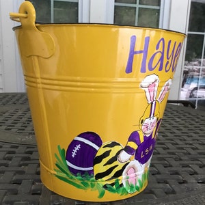 Hand Painted Football Player Easter Bucket, Handmade Easter Bunny ...