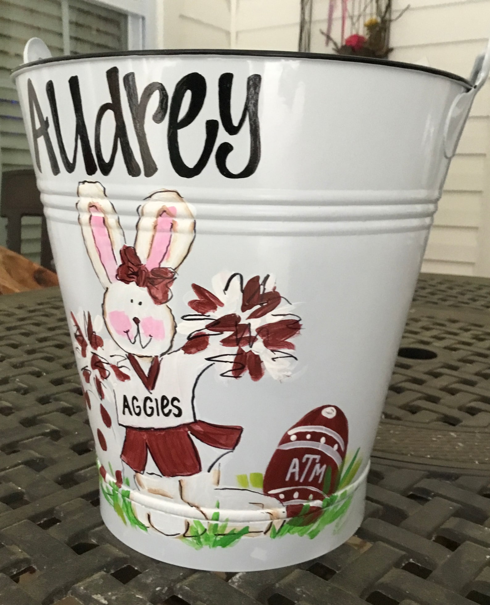 Hand Painted Cheerleader Easter Bucket Handmade Easter Bunny | Etsy