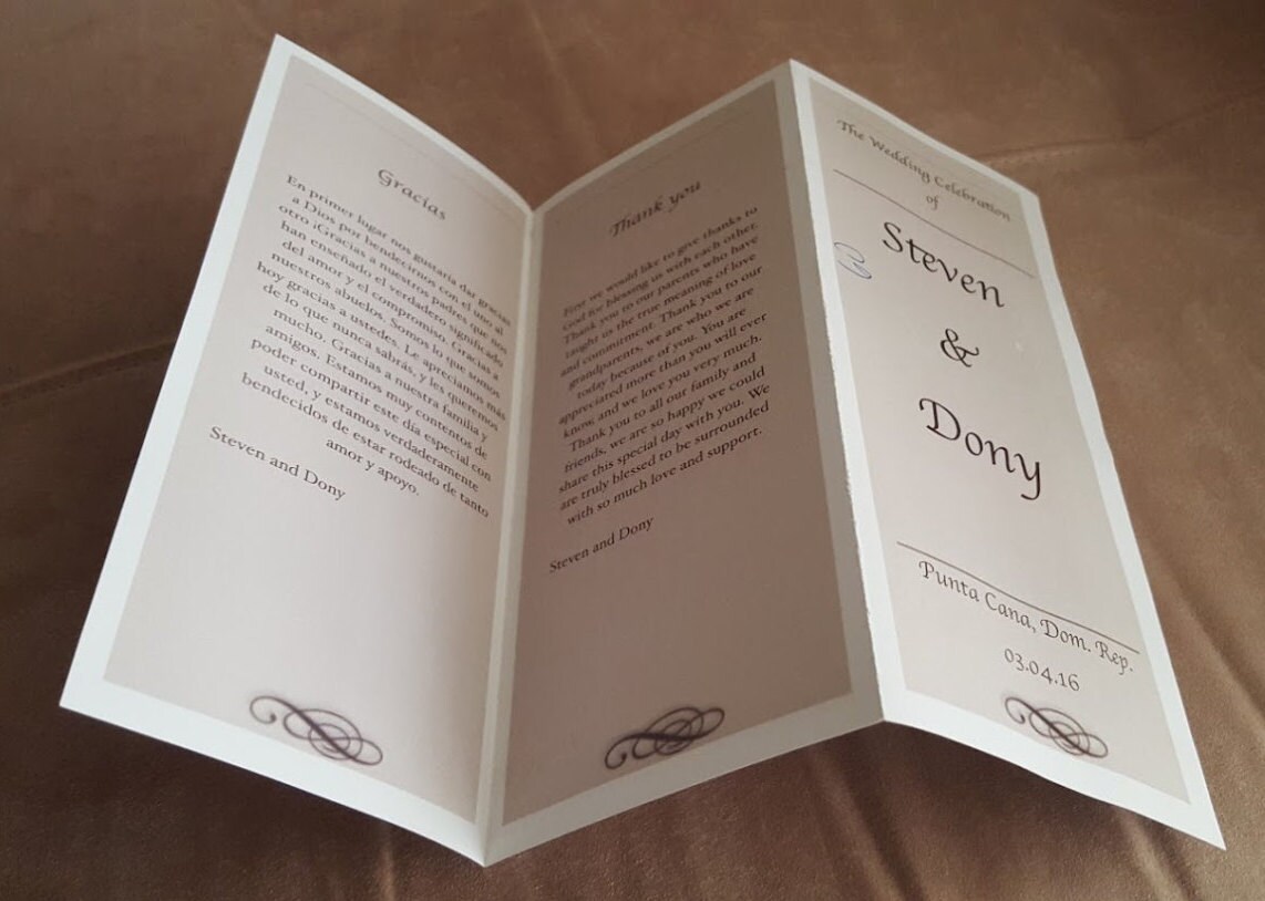 Tri-fold Wedding Program Template With Bridal Silhouette (instant ...