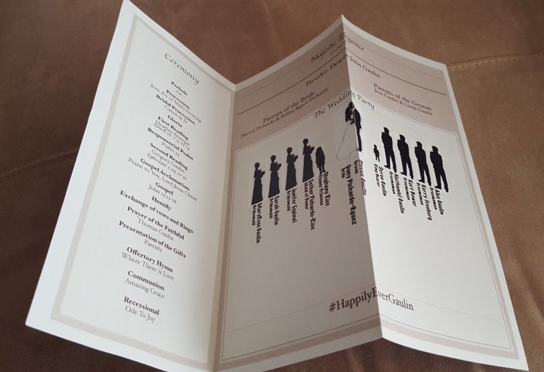 Tri-fold Wedding Program Template With Bridal Silhouette (instant ...