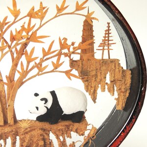 Chinese Panda Diorama, Vintage Cork Art, Wood Shadowbox - Etsy