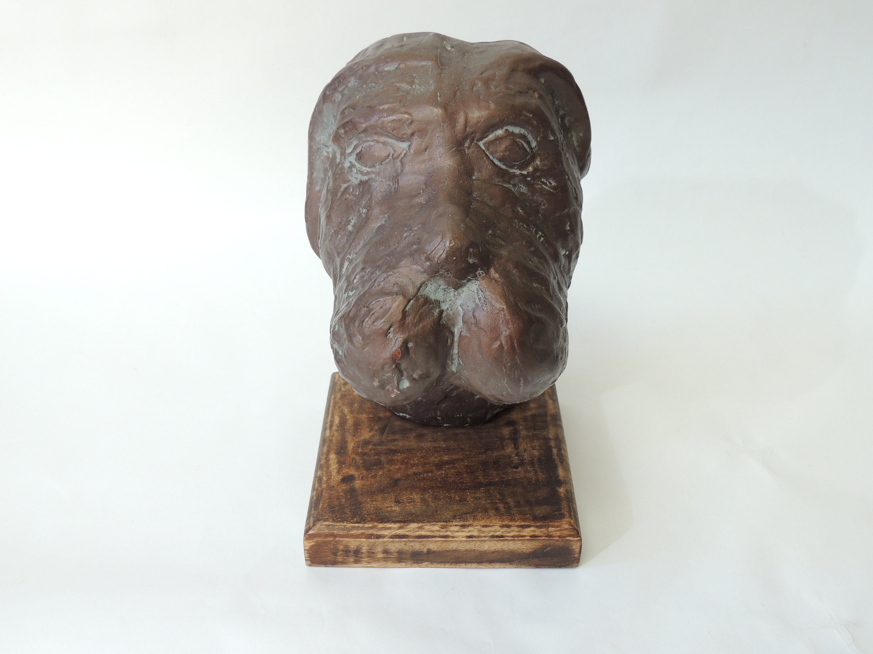 Large Dog Bust Sculpture Vintage Dog Head Statue | Etsy