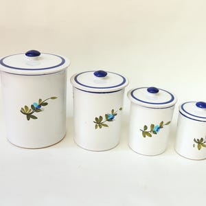 Vintage Italian Pottery Canister Set, Hand-painted Floral Kitchen Decor ...