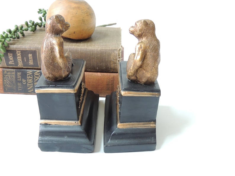 Vintage Monkey Bookends 80s Decor Gold and Black Monkey - Etsy
