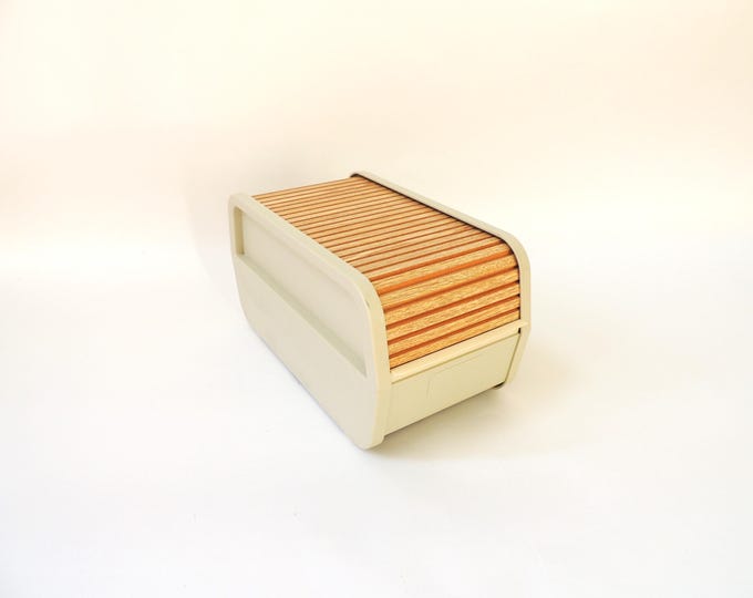 Vintage Roll Top Desk Organizer, Tambour Desktop Storage, Recipe Box ...