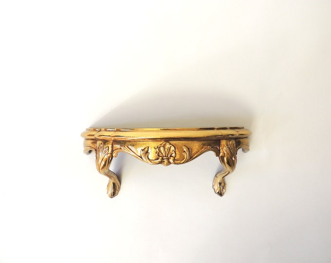 Ornate Gold Wall Shelf, Vintage Burwood Molded Plastic, Clamshell Swag ...