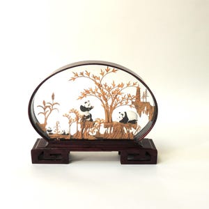 Chinese Panda Diorama, Vintage Cork Art, Wood Shadowbox - Etsy