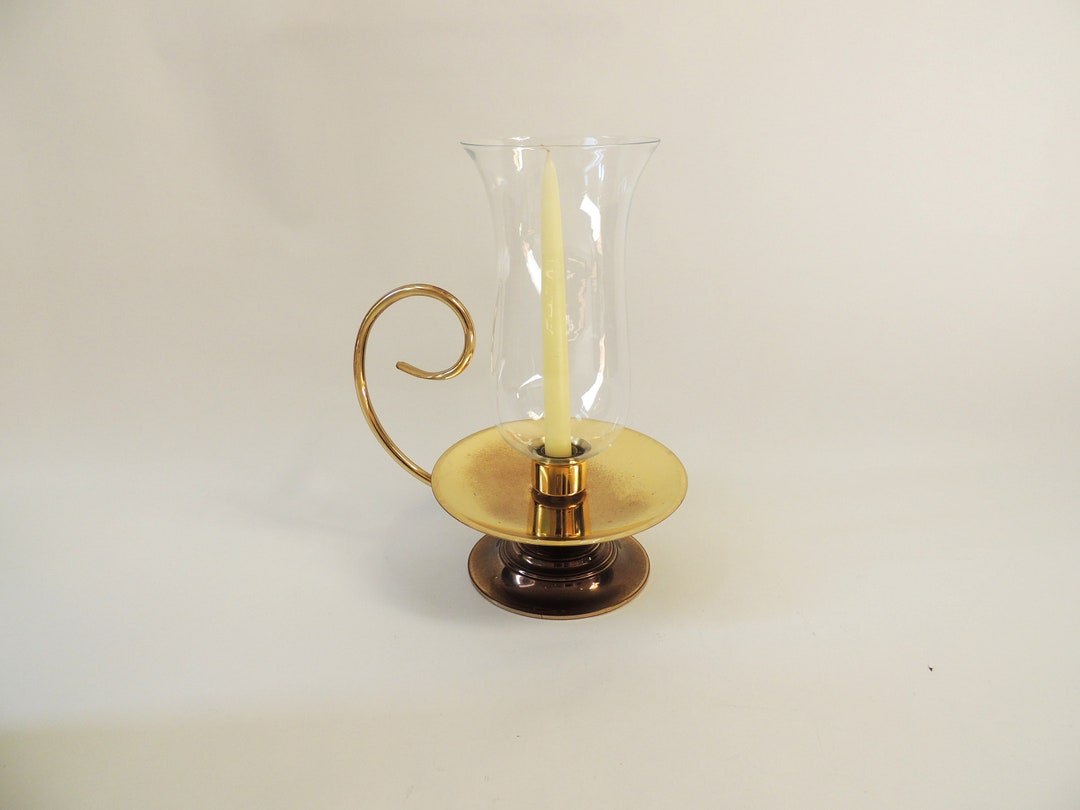Large Brass Hurricane Candle Holder, Baldwin Vintage Chamber Candle ...