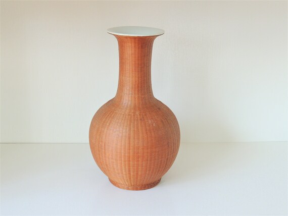 Chinese Woven Reed Vase Over Porcelain Mid Century Asian - Etsy