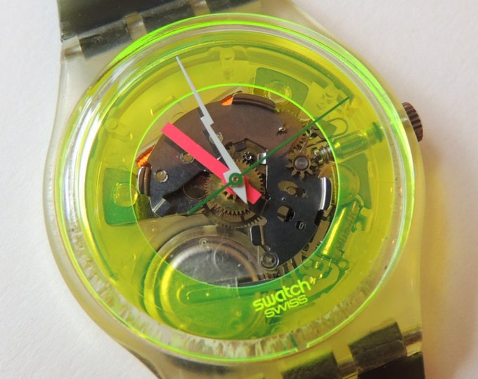 Rare 80's Swatch Watch Techno Sphere GK101, Neon Watch, Vintage Swatch ...