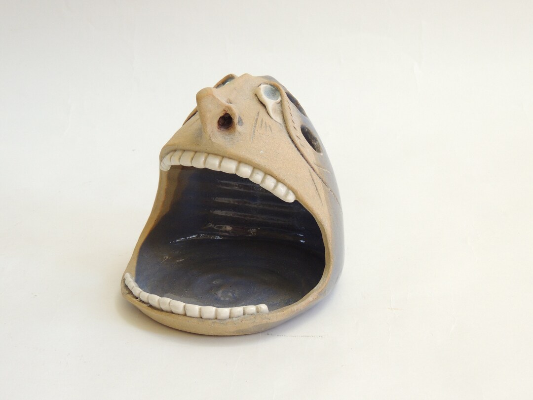 Vintage Funny Face Pottery, Wide Mouth, Stash Dish, Sponge Holder, Coin ...