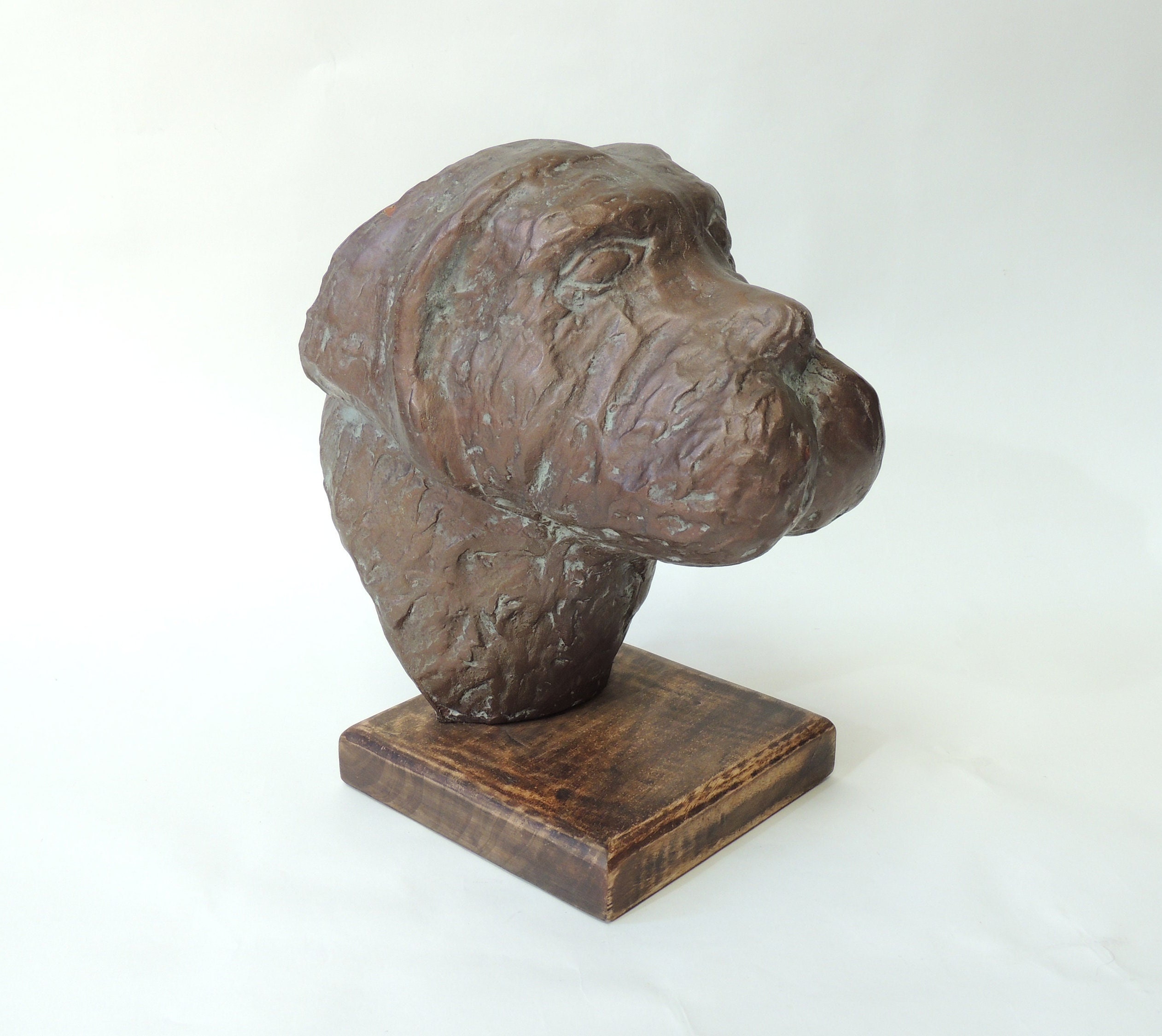 Large Dog Bust Sculpture Vintage Dog Head Statue | Etsy