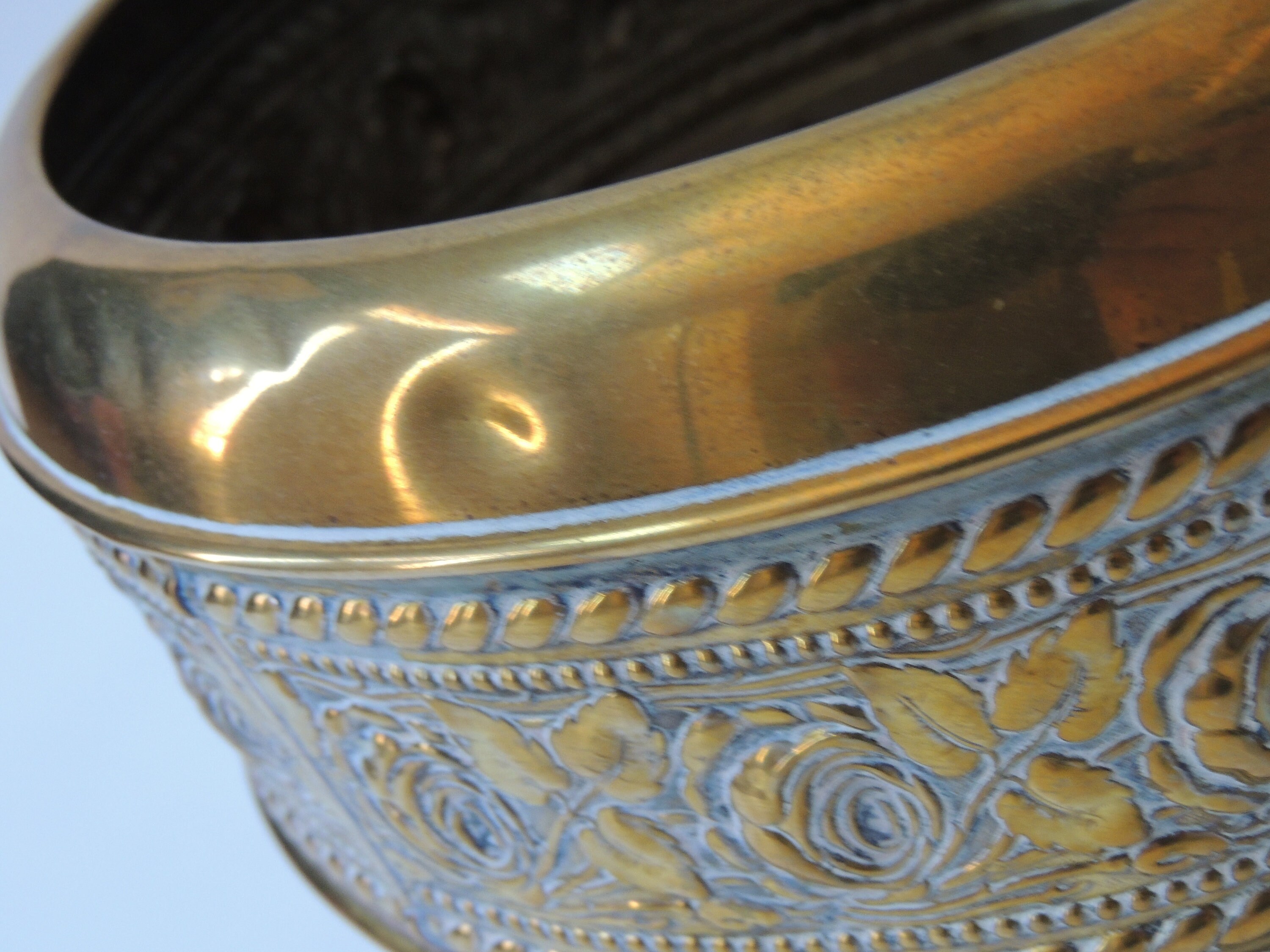 Home Décor Home & Living Embossed Floral Brass Planter Beldray made in ...