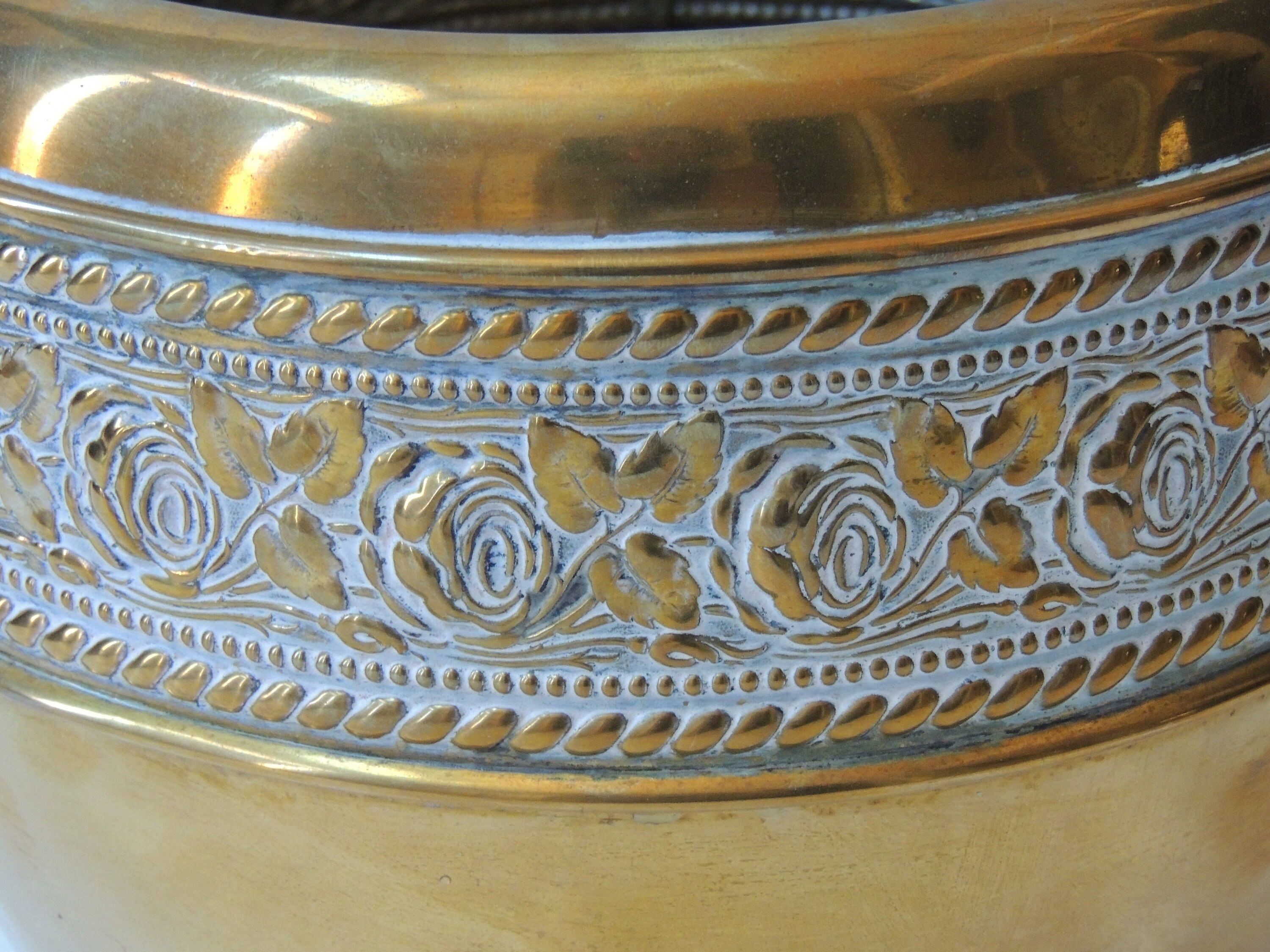 Home Décor Home & Living Embossed Floral Brass Planter Beldray made in ...