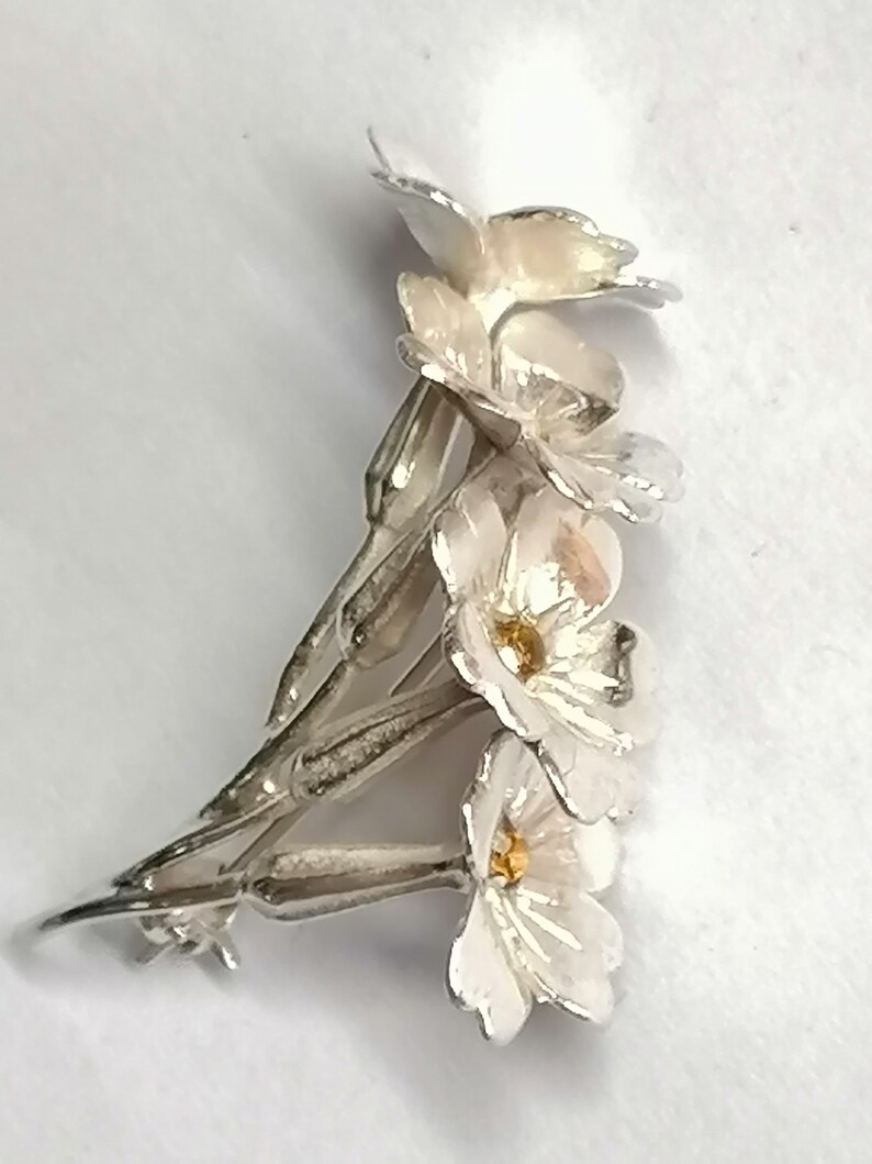 Primrose Spray Brooch Set With 4 X Citrines and Made From Sterling ...