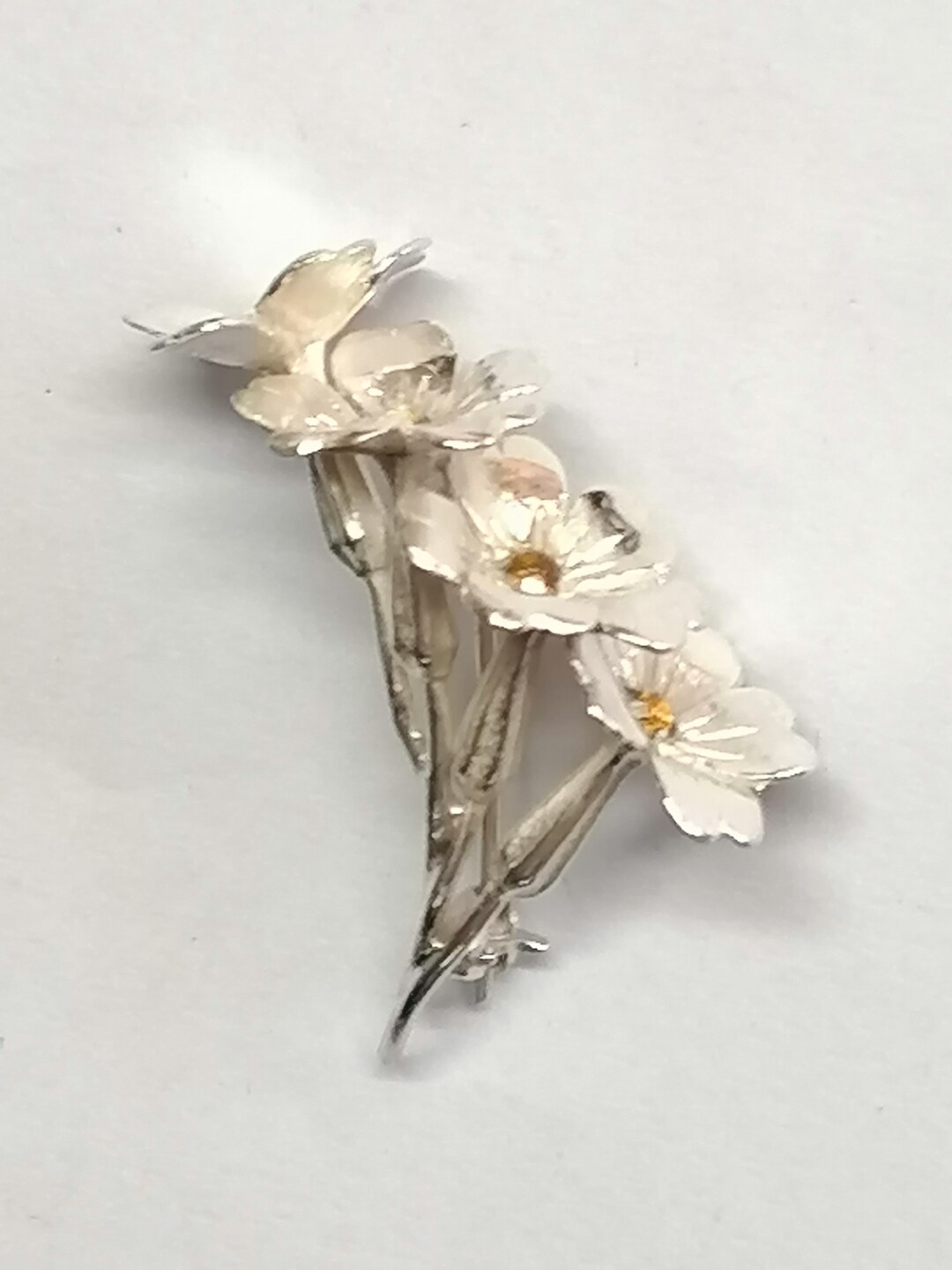Primrose Spray Brooch Set With 4 X Citrines and Made From Sterling ...