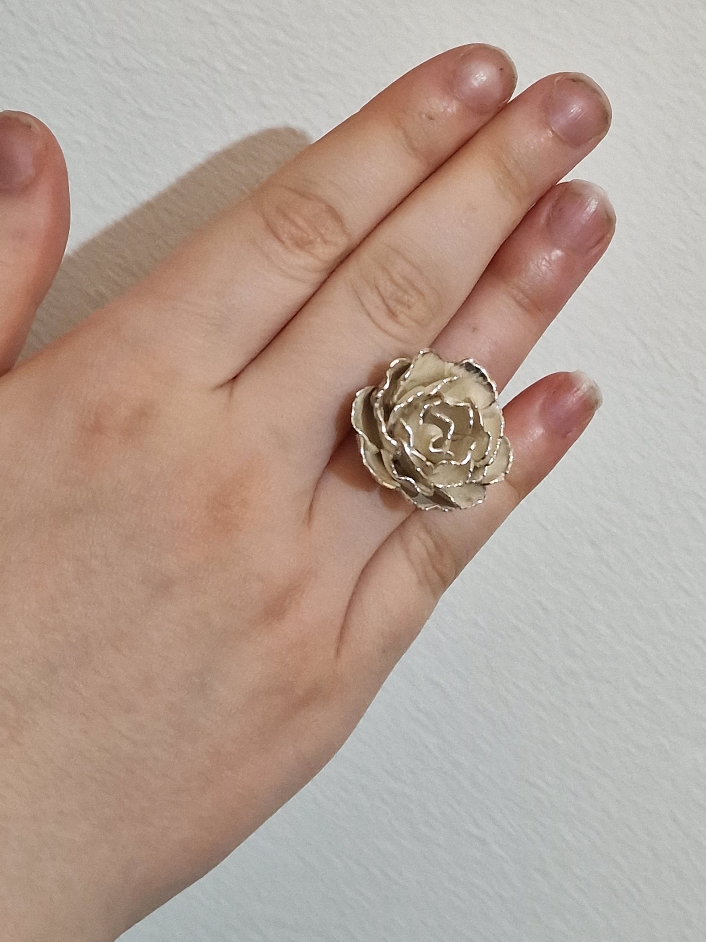 Flower Ring, Carnation Ring Hand Made From Sterling Silver - Etsy