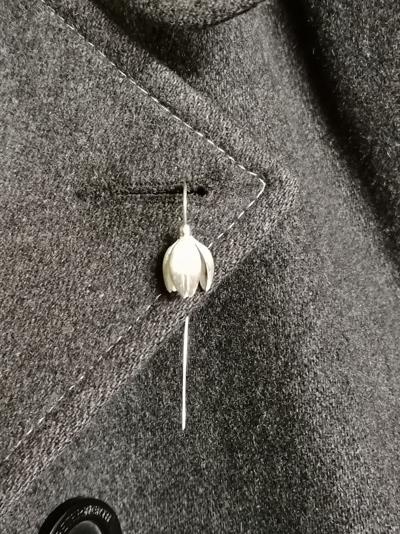 Snowdrop Pin Hand Made From Silver | Etsy