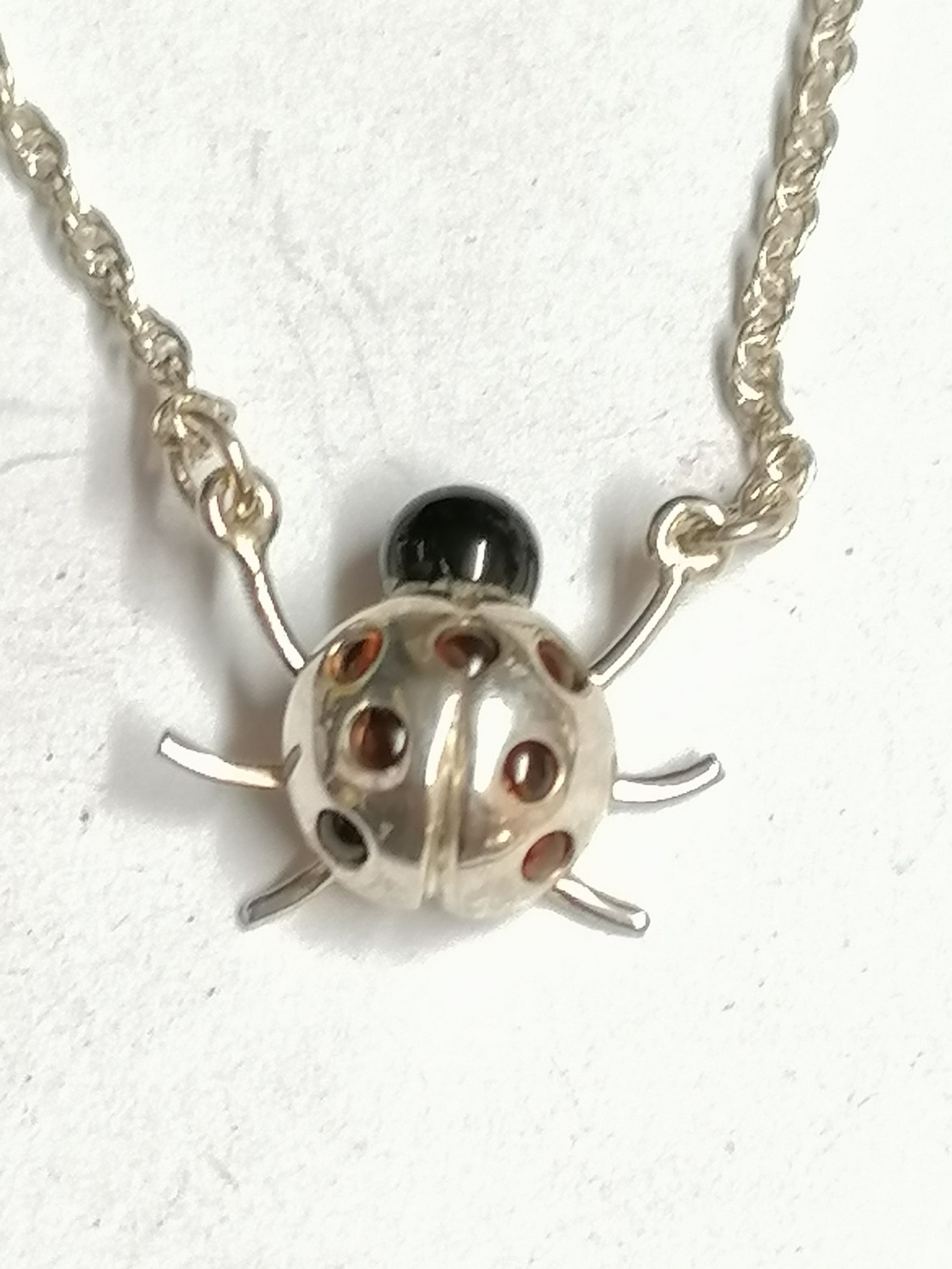 Ladybird Ladybug pendant made from Silver and set with | Etsy