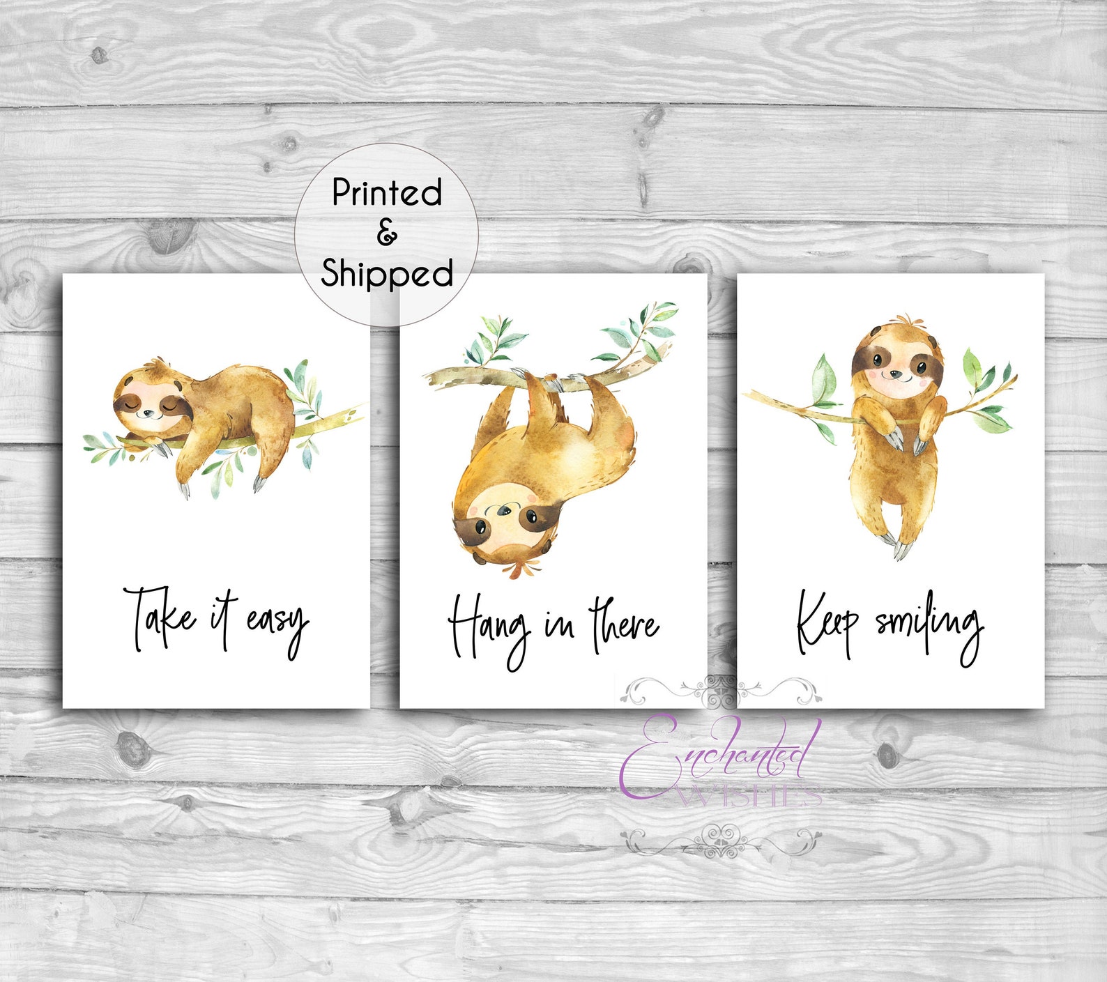 Sloth Prints Set of 3 Sloth Print Sloth Quote Prints Cute - Etsy UK