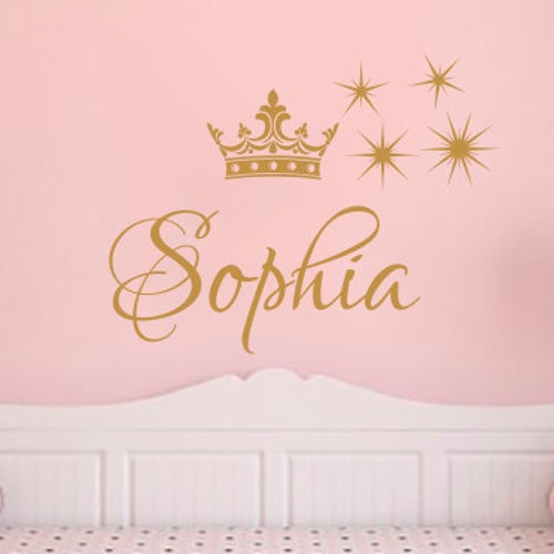 Crown Name Wall Decal Girls Princess Nursery Wall Decor Baby | Etsy