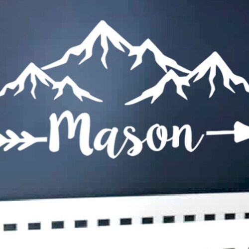 Mountain Nursery Wall Decal Wall Decal Baby Name Rustic | Etsy