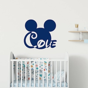 Wall Decal Mickey Mouse Name Boy Vinyl Sticker Decals Personalized Baby ...