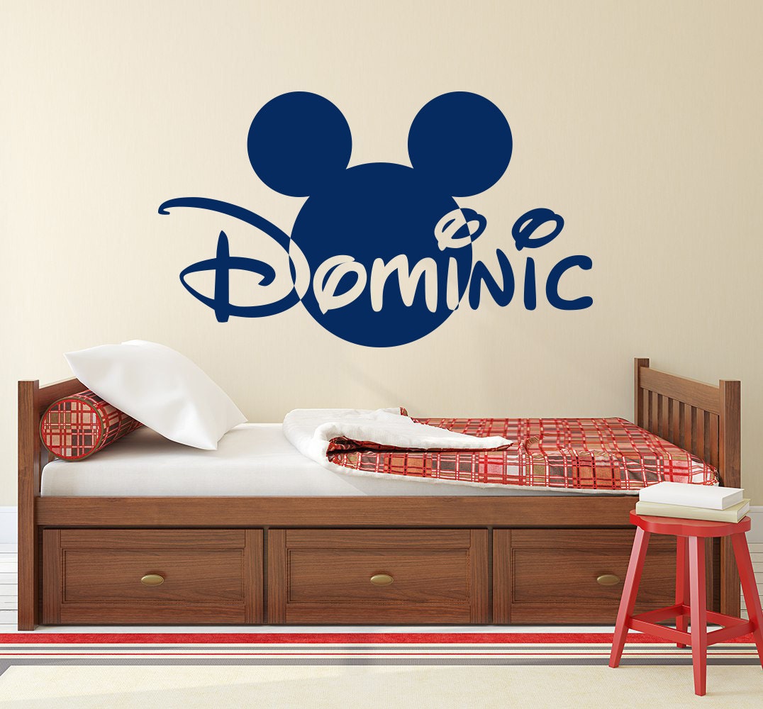 Wall Decal Mickey Mouse Name Boy Vinyl Sticker Decals Personalized Baby ...