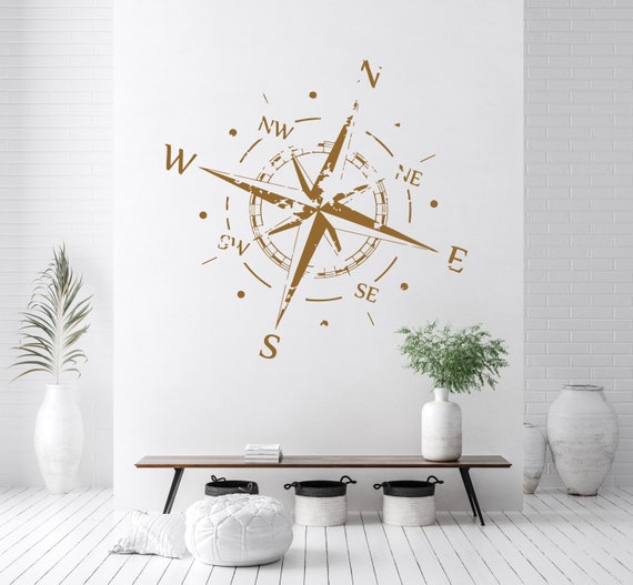Compass Wall Decal Nautical Decor Bedroom Art Wall Sticker - Etsy