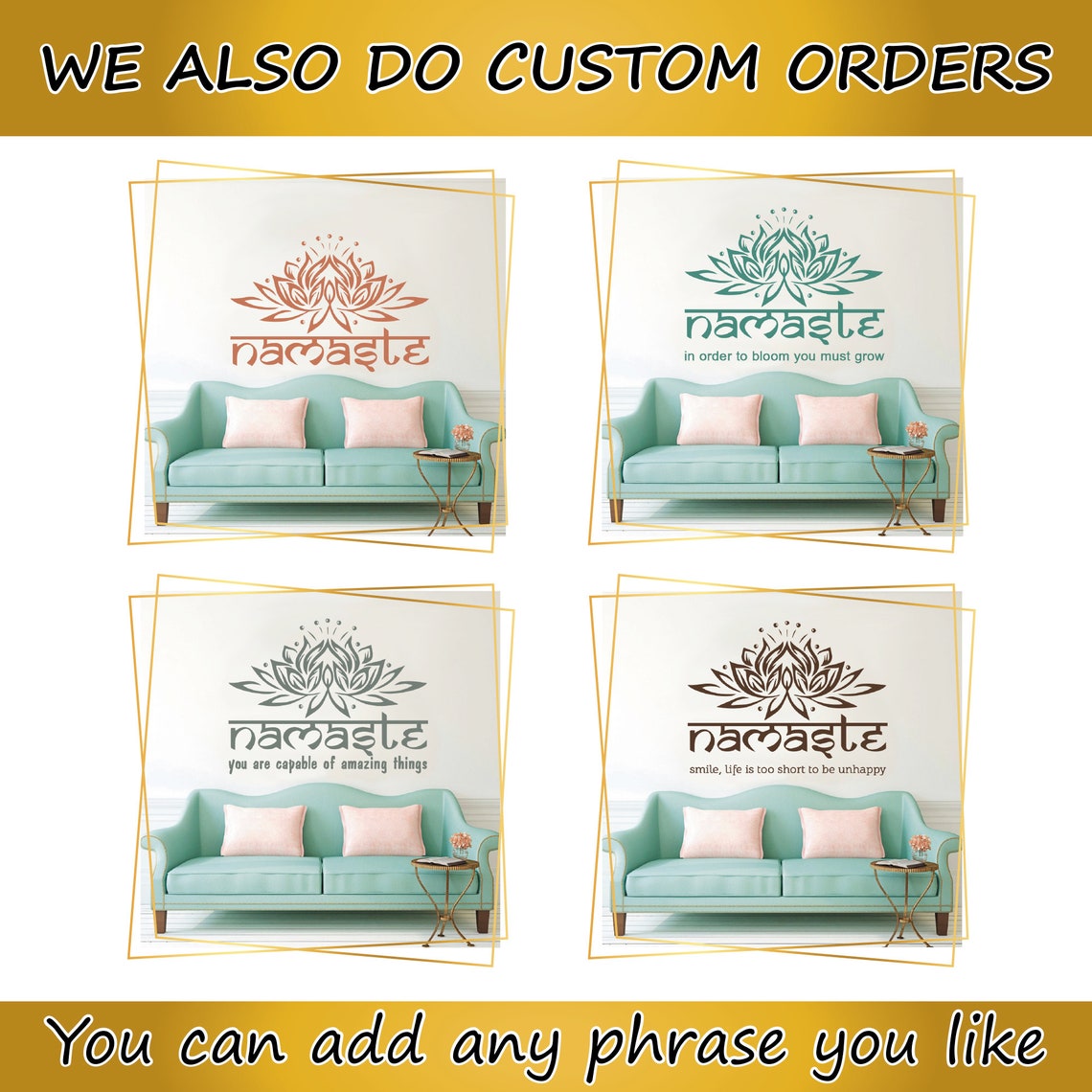 Namaste Wall Decal Lotus Flower Vinyl Sticker Kitchen Quote - Etsy