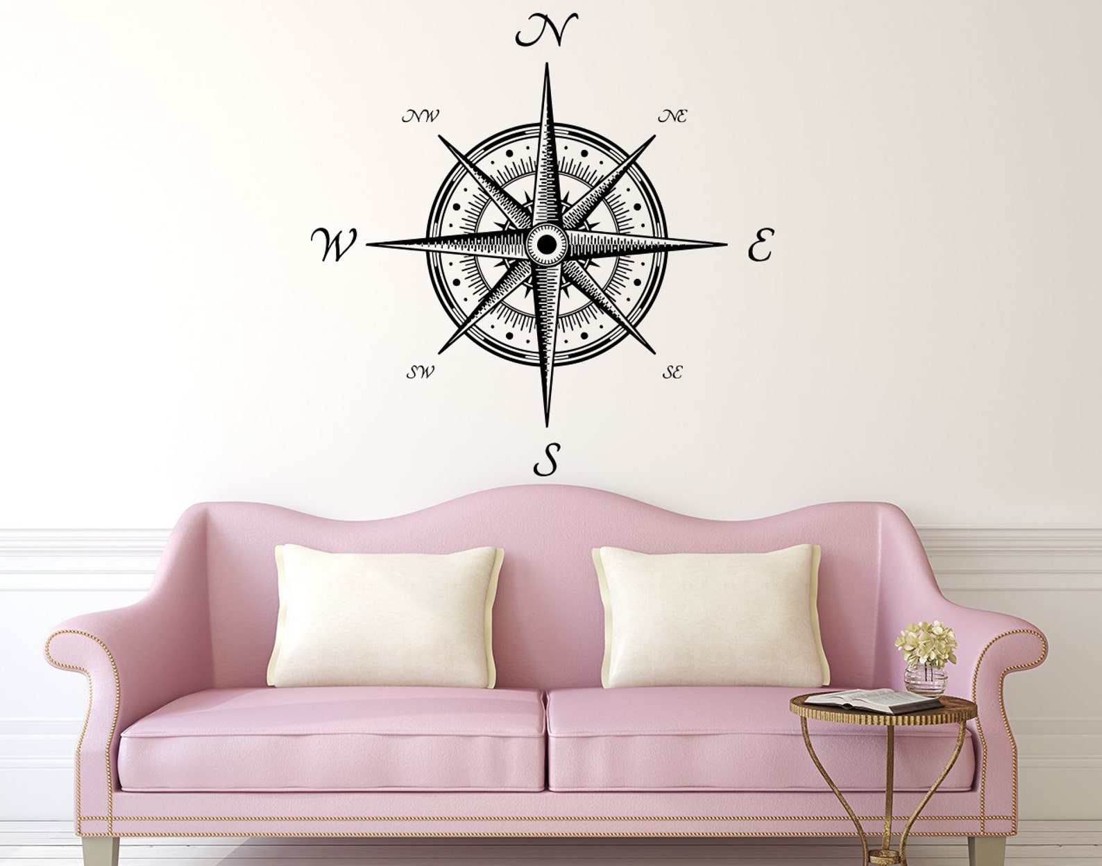 Compass Wall Decal Bathroom Art Nautical Compass Rose - Etsy