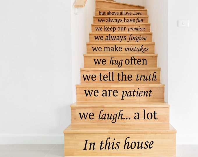 Stair Riser Decal, Family Values Sign, House Rules, Staircase Decor ...